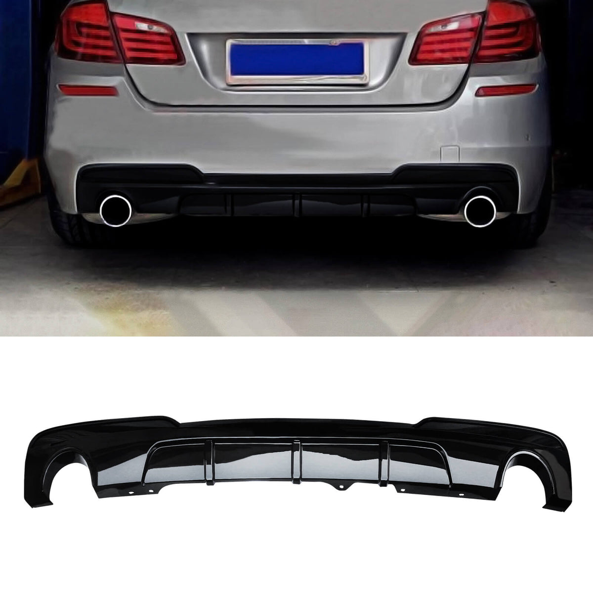 NINTE For 2011-2017 BMW 5-Series F10 F11 535d 535i Rear Diffuser M ...