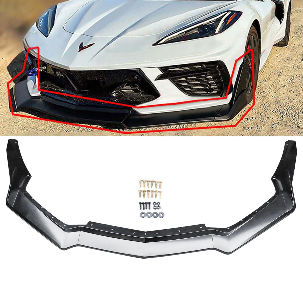 NINTE For 2020-2025 Chevrolet Corvette C8 Front Lip Stingray Z51 7PCs ...