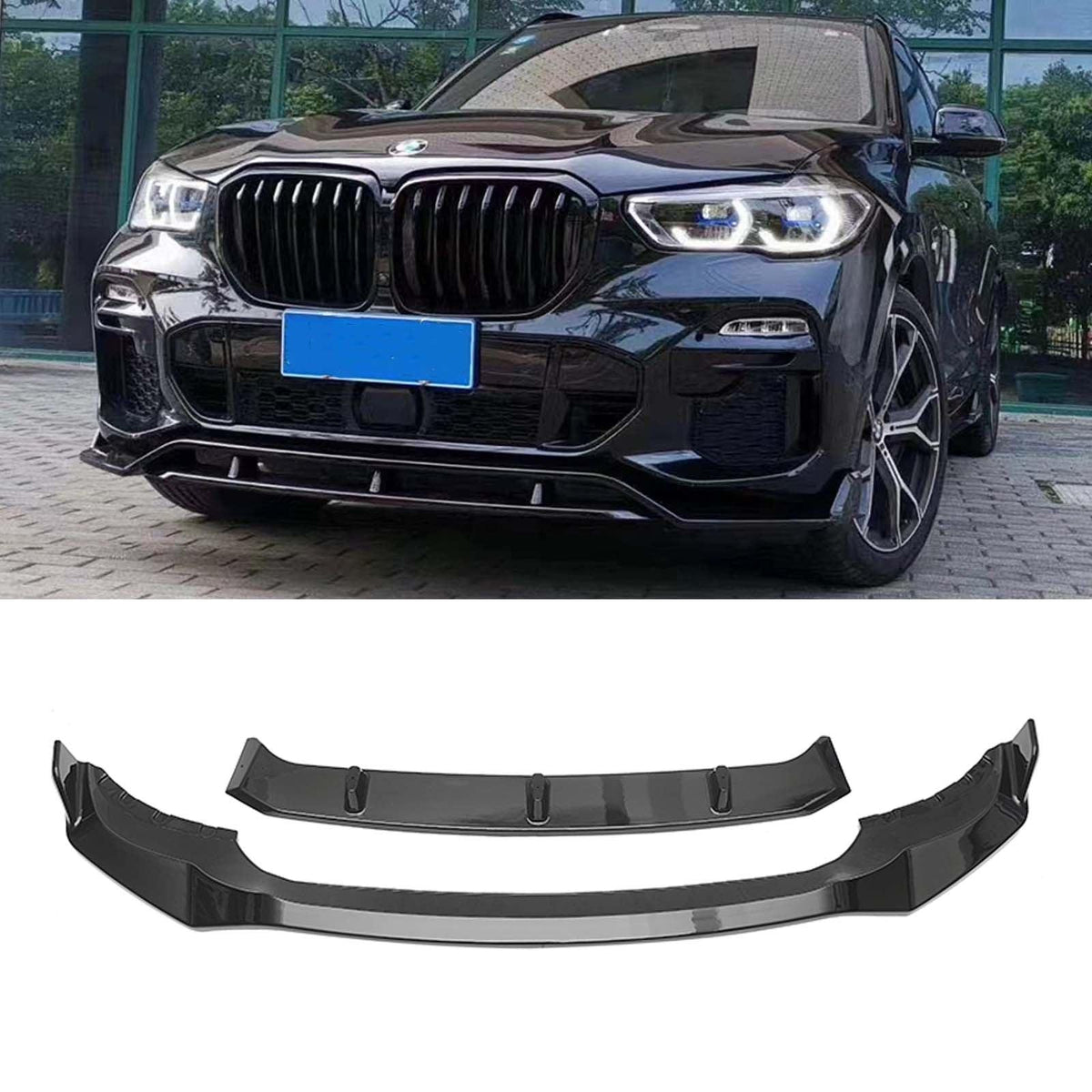 NINTE Front Lip For 2019-2023 BMW G05 X5 M-Sport 2 PCs ABS Front Bumper Splitters