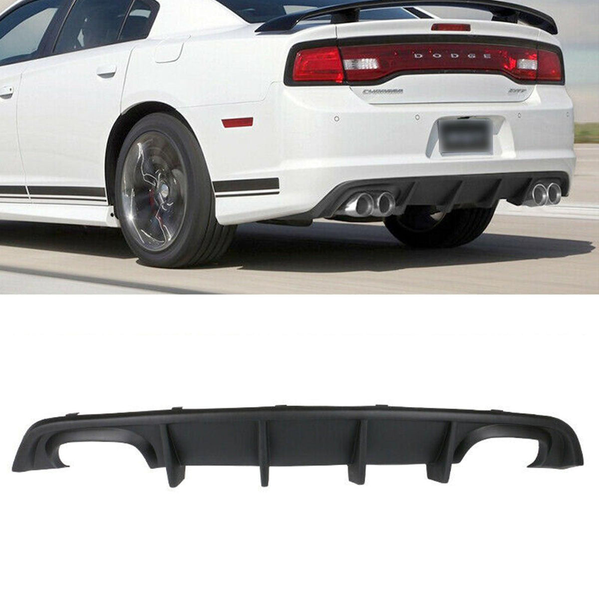 NINTE Rear Diffuser For 2012-2014 Dodge Charger SRT8 Quad Exhaust ABS ...