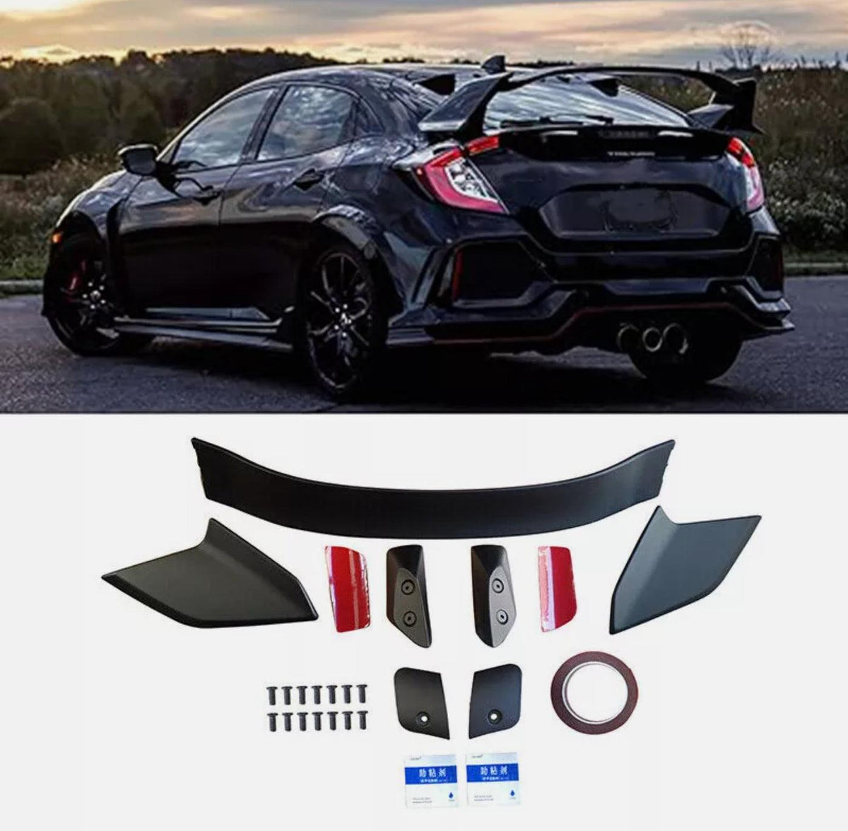 NINTE For 2022-2025 11th Honda Civic Hatchback Rear Spoiler ABS Trunk ...