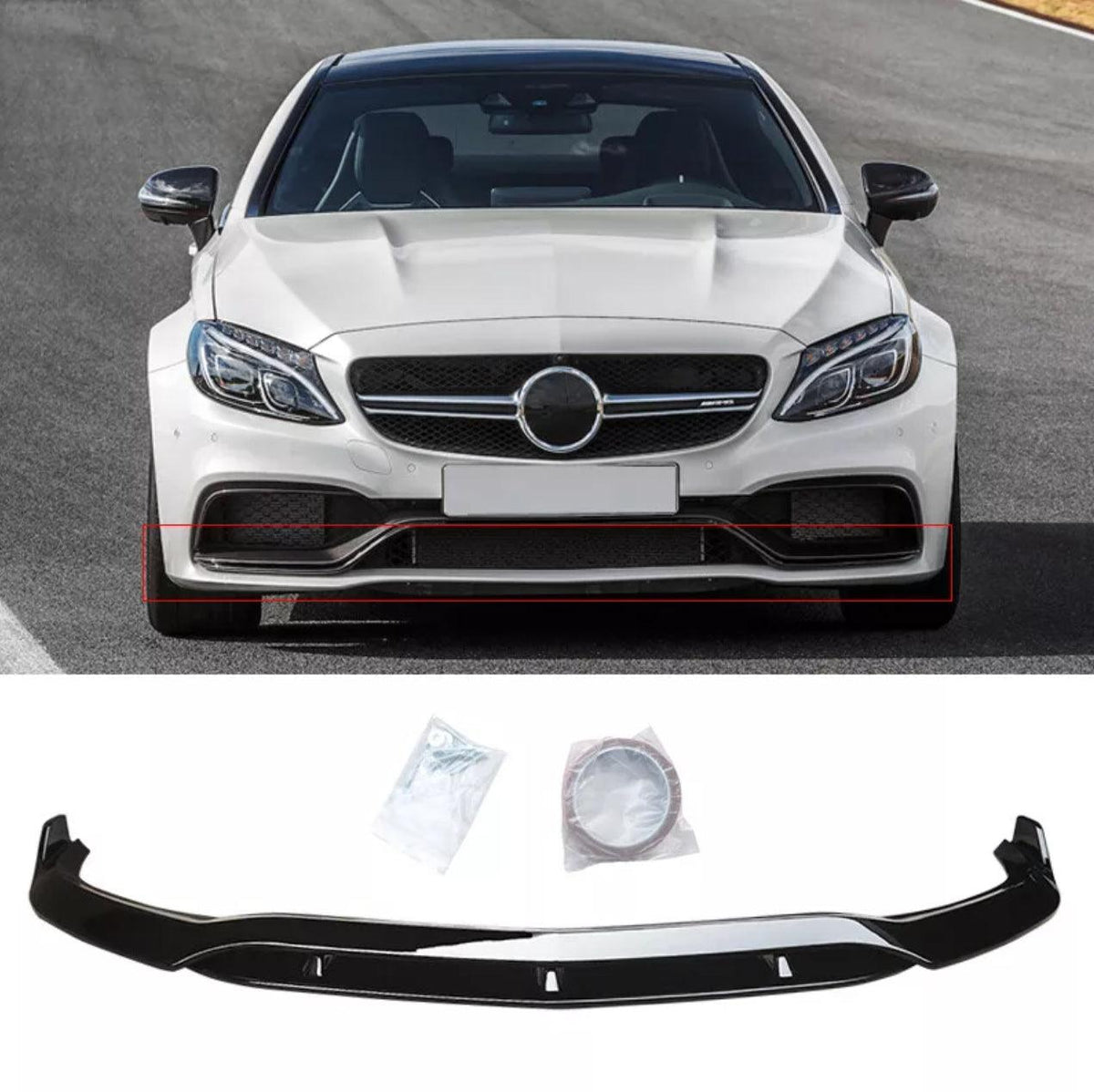 NINTE For 2015-2021 Mercedes Benz C63 Front Bumper lip B Style Splitter ...