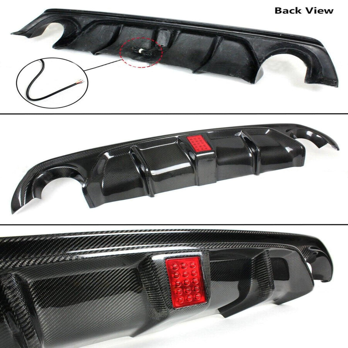 NINTE For 2018-2024 Infiniti Q50 Rear Diffuser Carbon Fiber With LED ...