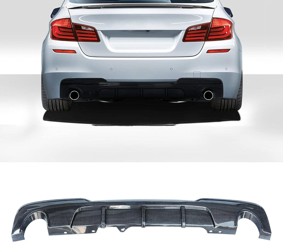 NINTE For 2011-2017 BMW 5-Series F10 F11 535d 535i Rear Diffuser M ...