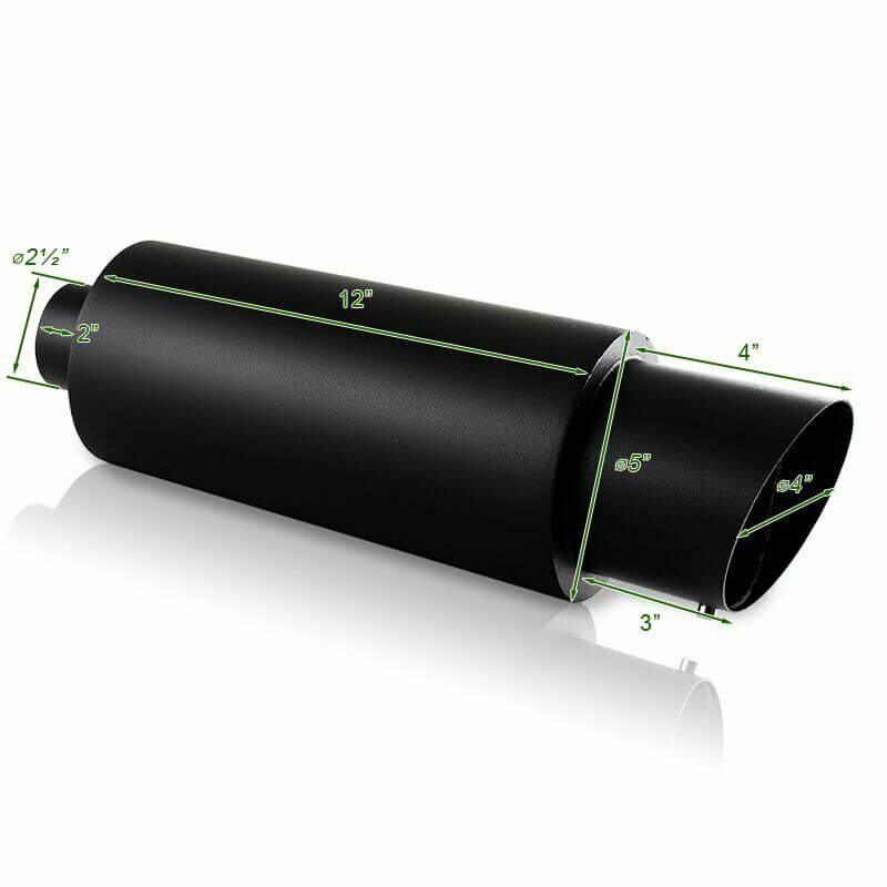 NINTE Universal Exhaust Muffler Black 4 Inch JDM Slant N1 Tip 2.5 Inch ...