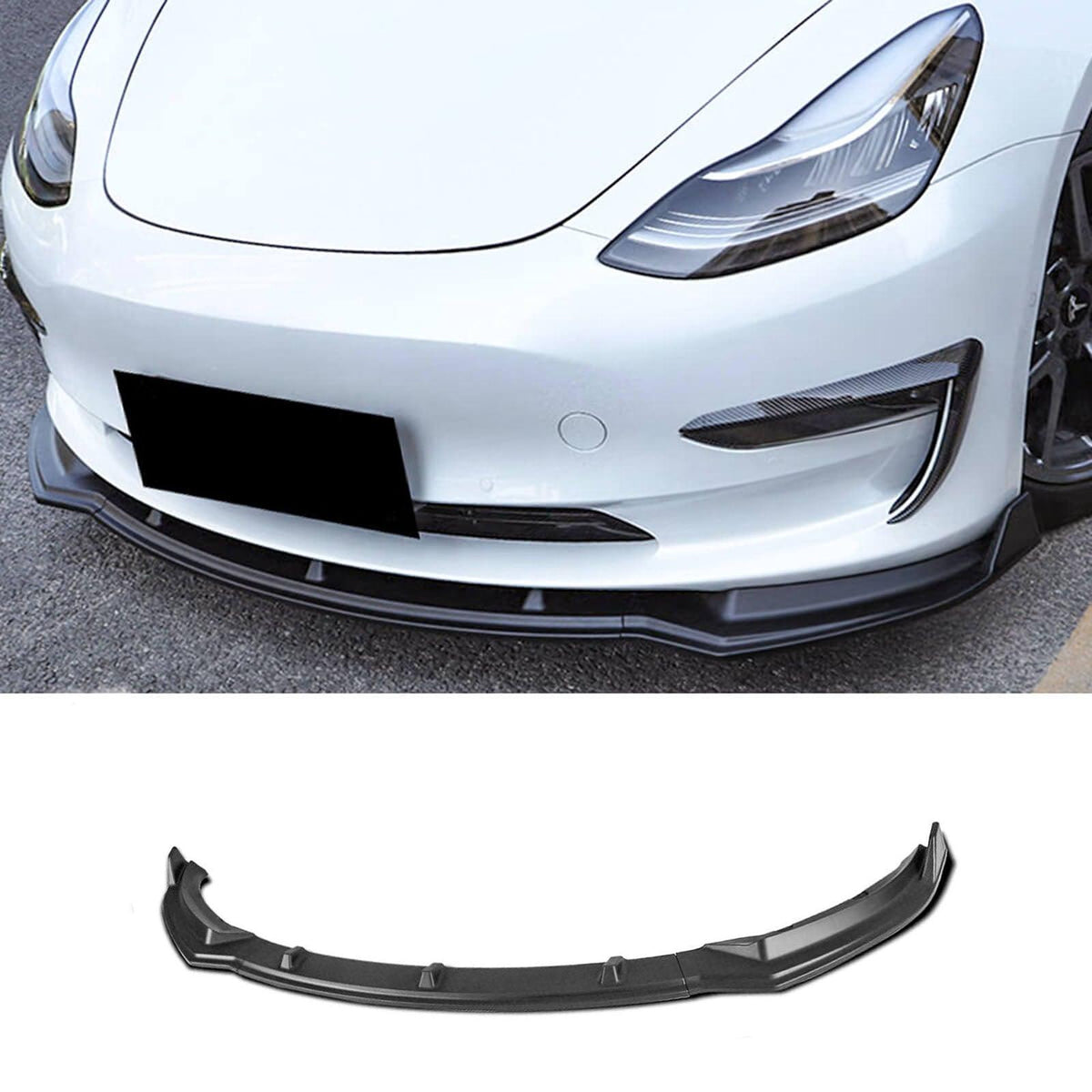 NINTE Front Lip For 2017-2023 Tesla Model 3 Sedan ABS 3 Pieces Front ...