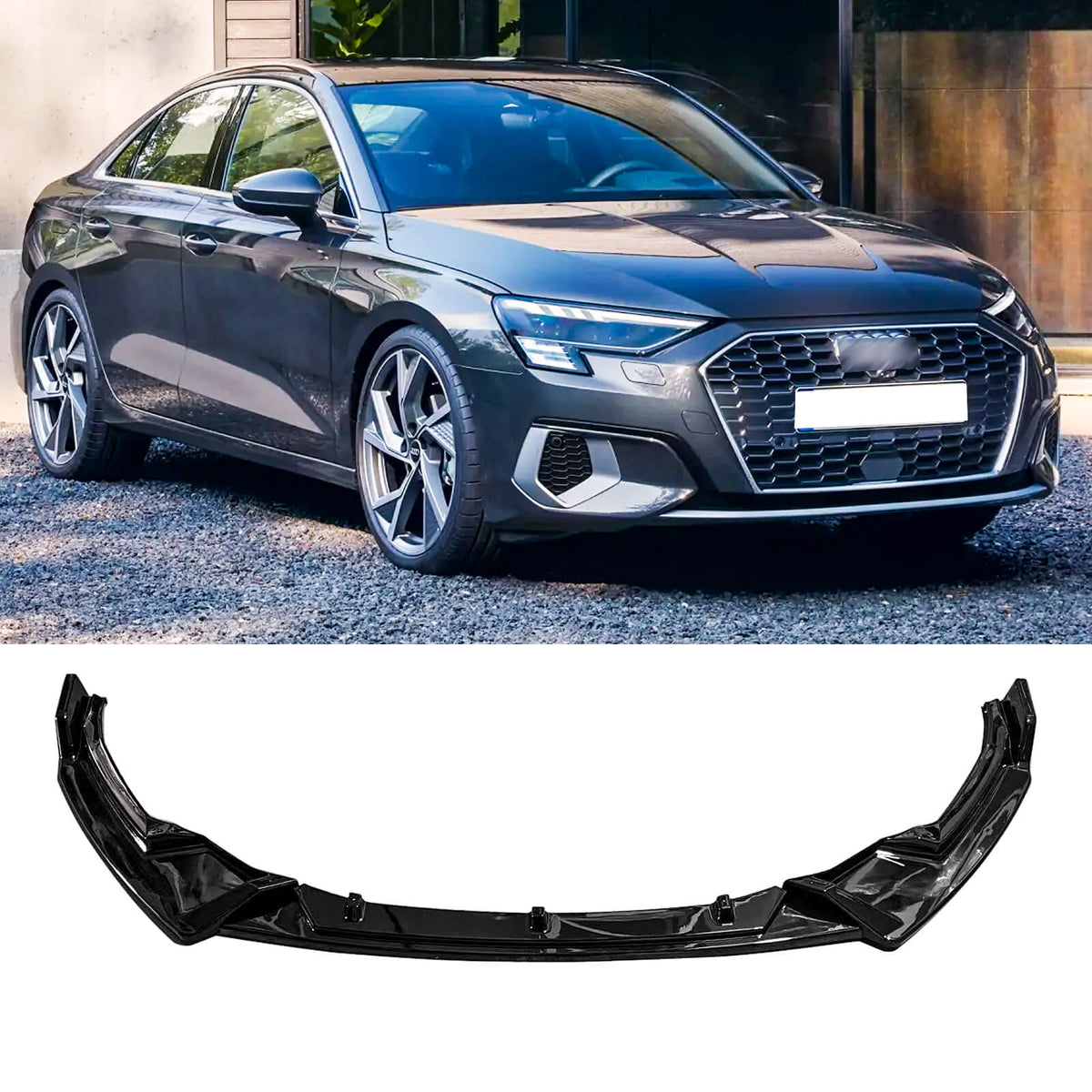 NINTE For 2022 2023 2024 Audi A3 8Y Front Lip ABS Front Bumper Splitter ...