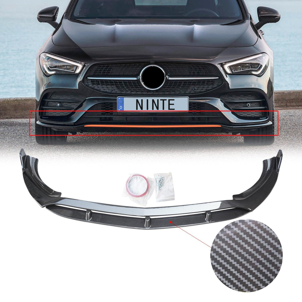 NINTE Front Bumper Lip Fit for Mercedes Benz C118 CLA Class CLA 250 ...