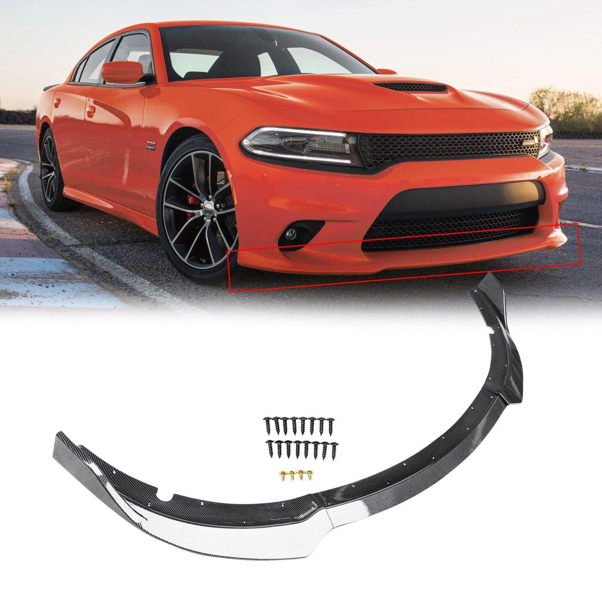 NINTE Front Lip For 2015-2022 Dodge Charger SRT Scat Pack ABS 3PCs ...