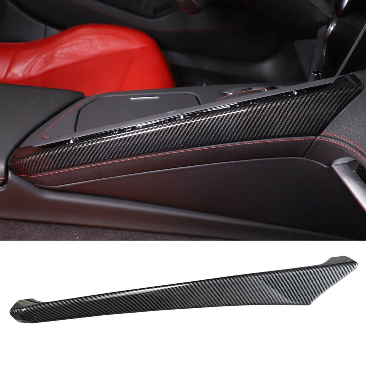 NINTE For 2020-2023 Corvette C8 Center Console Side Trim Cover Strip ABS