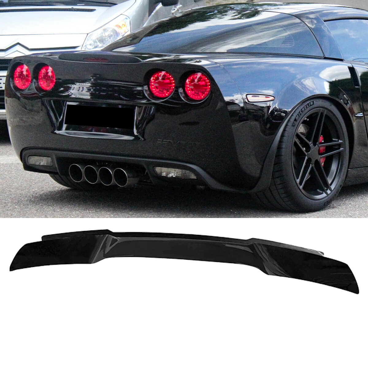 NINTE For 2005-2013 Corvette C6 Rear Spoiler Wicker Bill Flap ABS Trunk ...