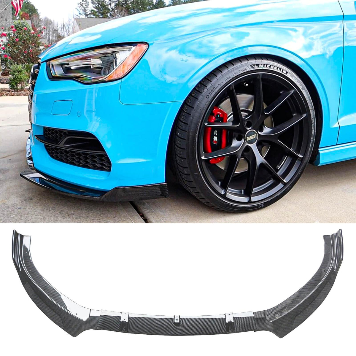 NINTE Front Bumper Lip For 2014-2016 Audi S3 A3 S Line Painted Spoiler ...