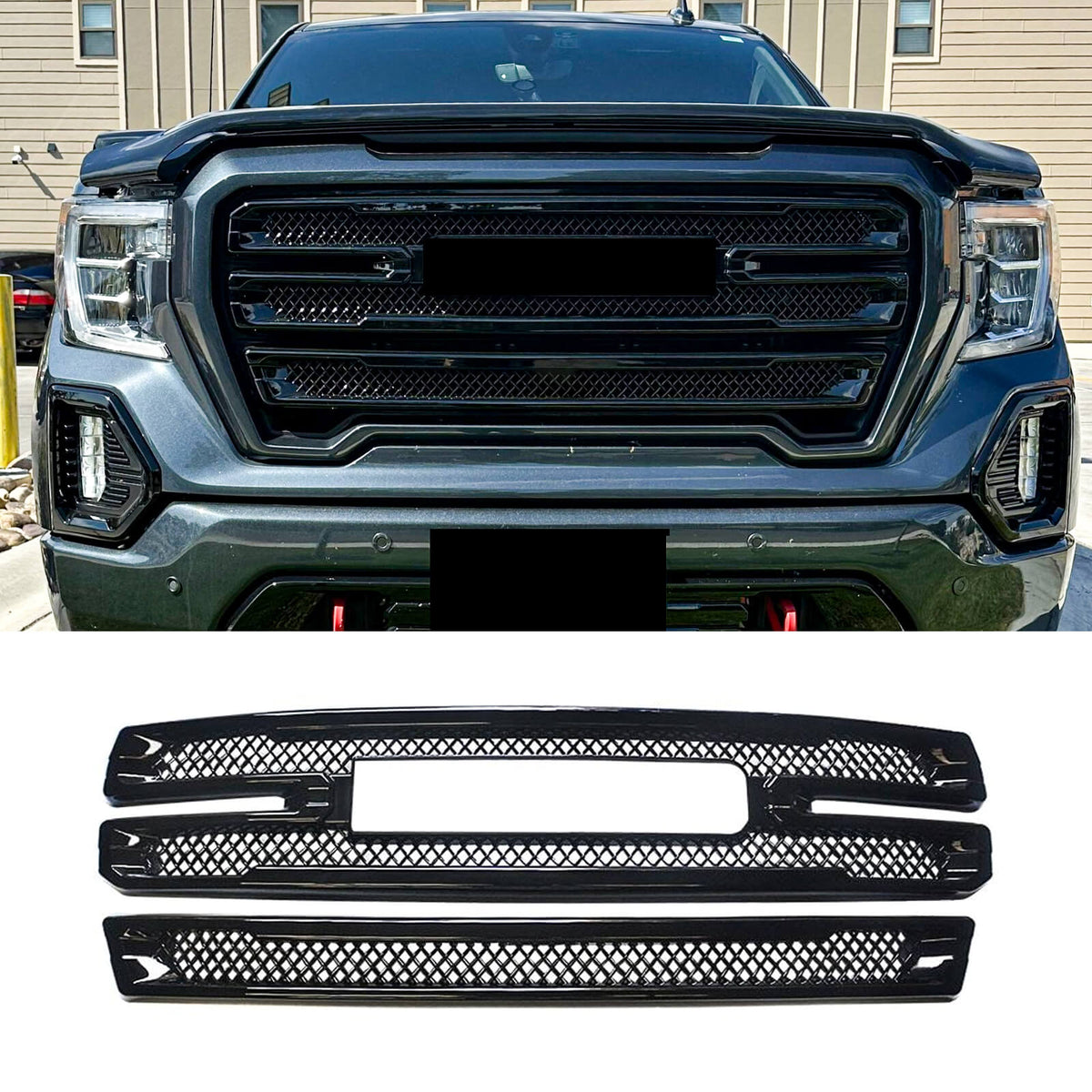NINTE Grill Overlay for 2019-2022 GMC Sierra 1500 SLT AT4 Front Mesh ...