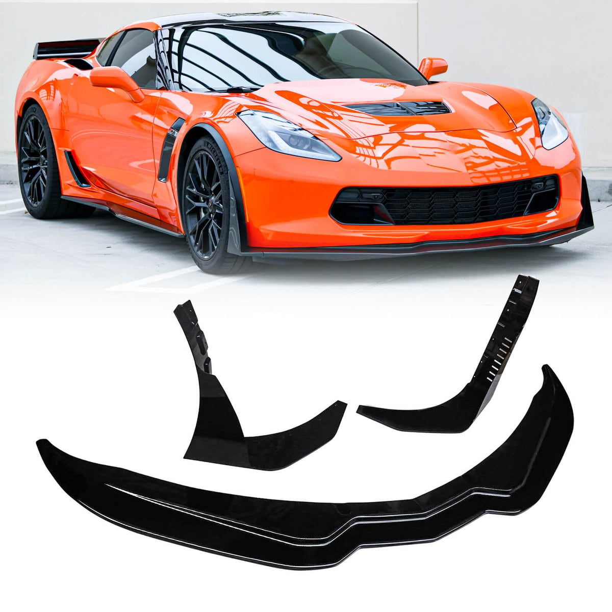 NINTE For 2014-2019 Chevrolet Corvette C7 Front Lip Stingray Stage 3 ...