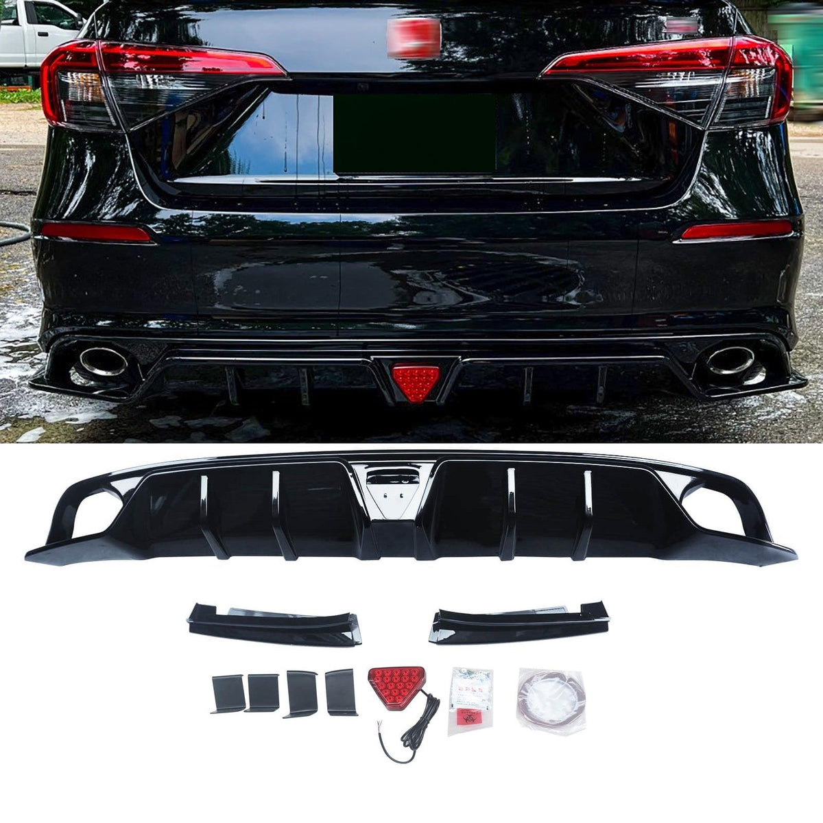 NINTE For 2022-2025 Honda Civic 11th Gen Sedan Rear Diffuser Rear ...