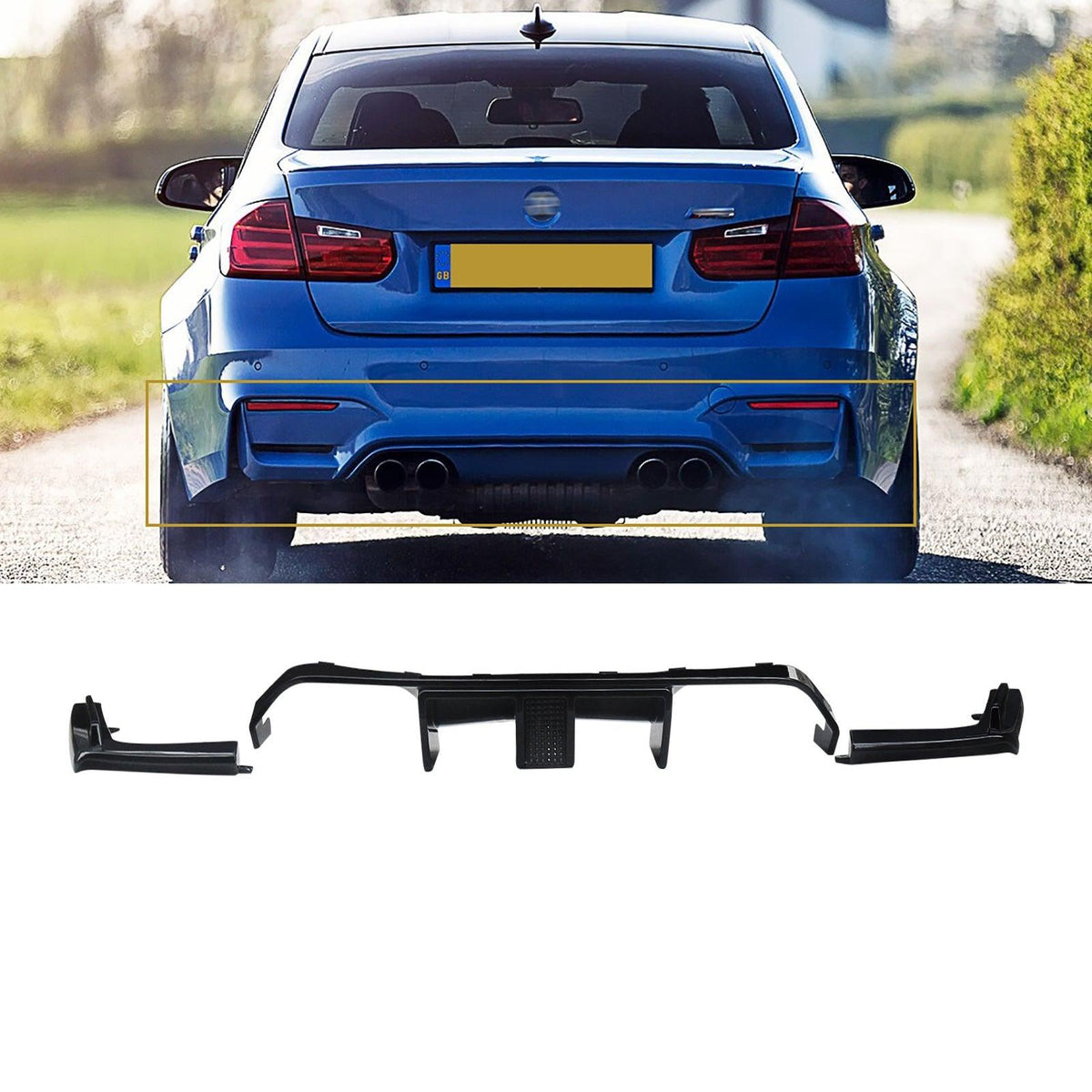 NINTE For 2015-2020 BMW F80 M3 F82 M4 F83 Rear Diffuser W/ LED Brake ...