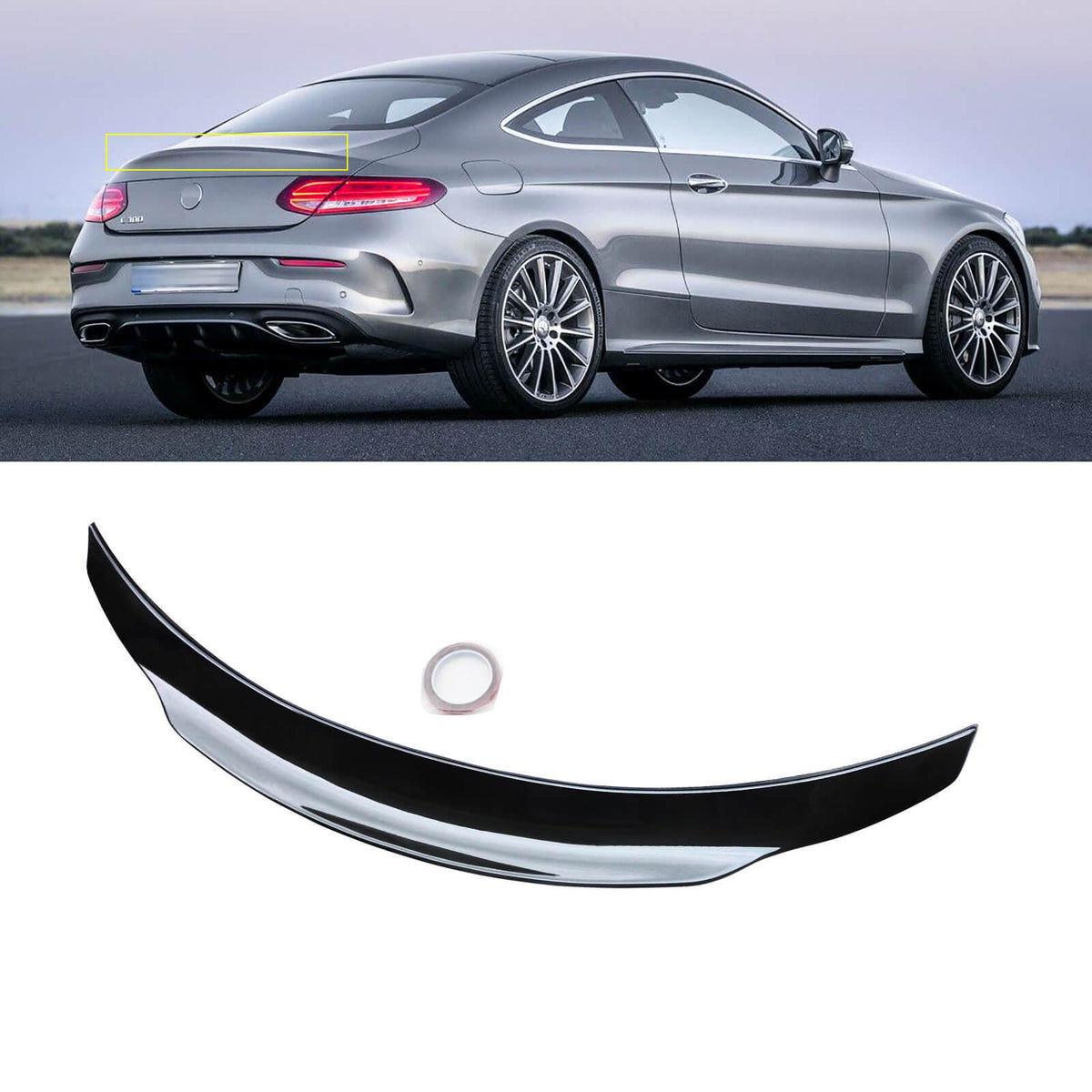 NINTE For 2017-2021 Mercedes Benz W205 2DR Coupe Rear Spoiler ABS PSM ...