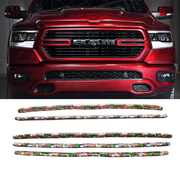 NINTE For 2019-2022 Dodge Ram 1500 Grille Overlay Inserts 5 Pieces Trim ...