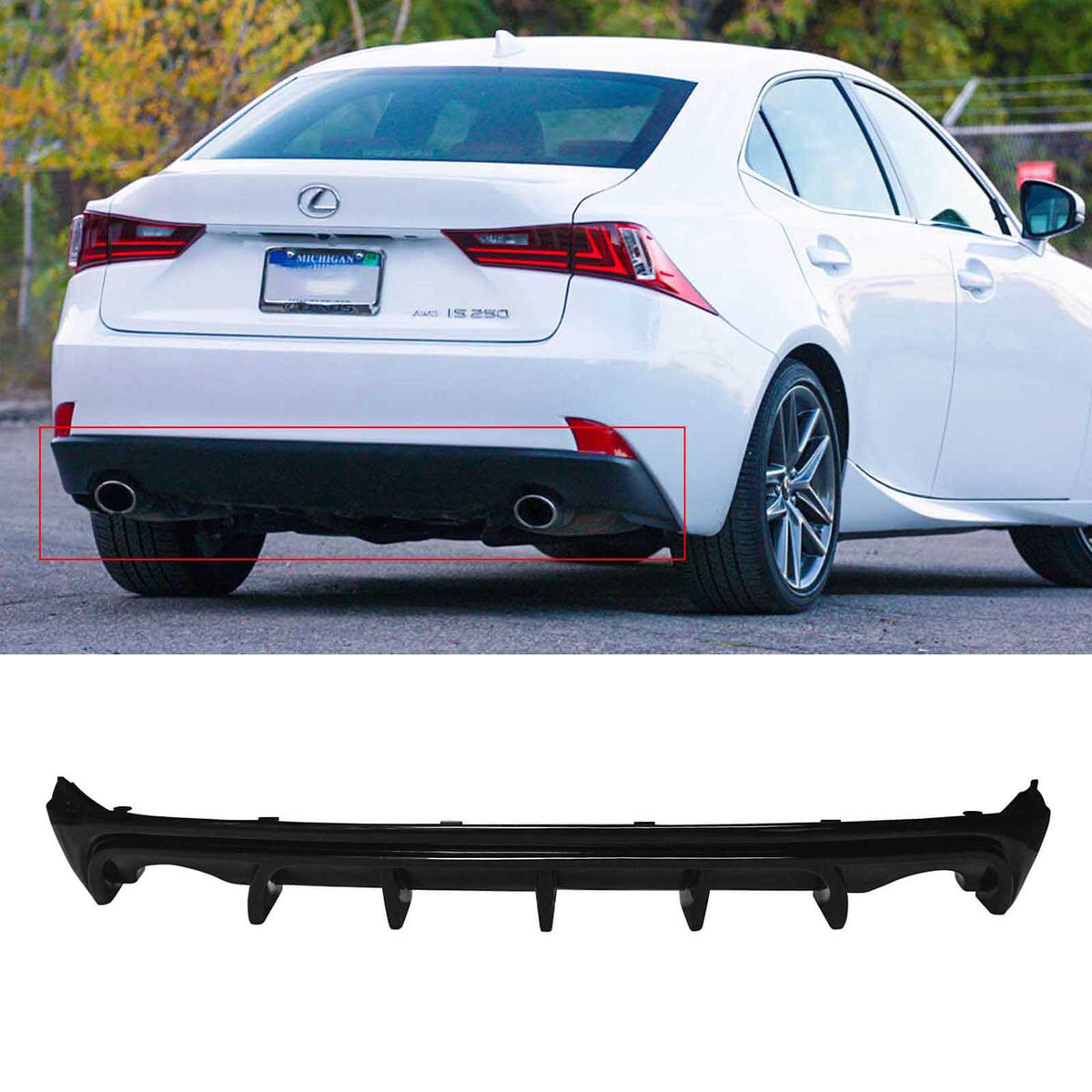 NINTE For 2014-2016 Lexus IS250 IS350 IS200t ABS Rear Diffuser Rear ...