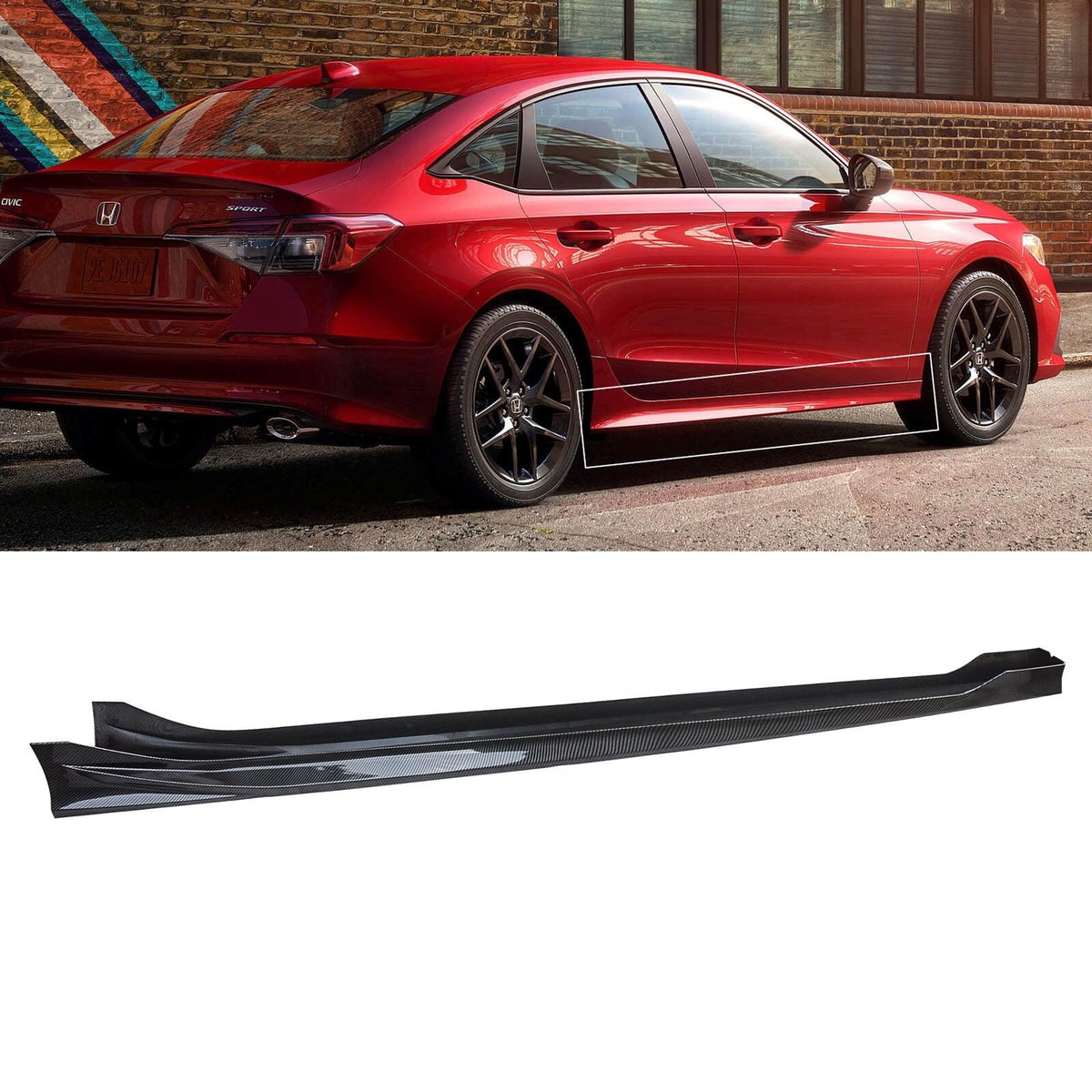 NINTE For 2022-2025 Honda Civic 11th Gen Side Skirts ABS Side Rocker ...