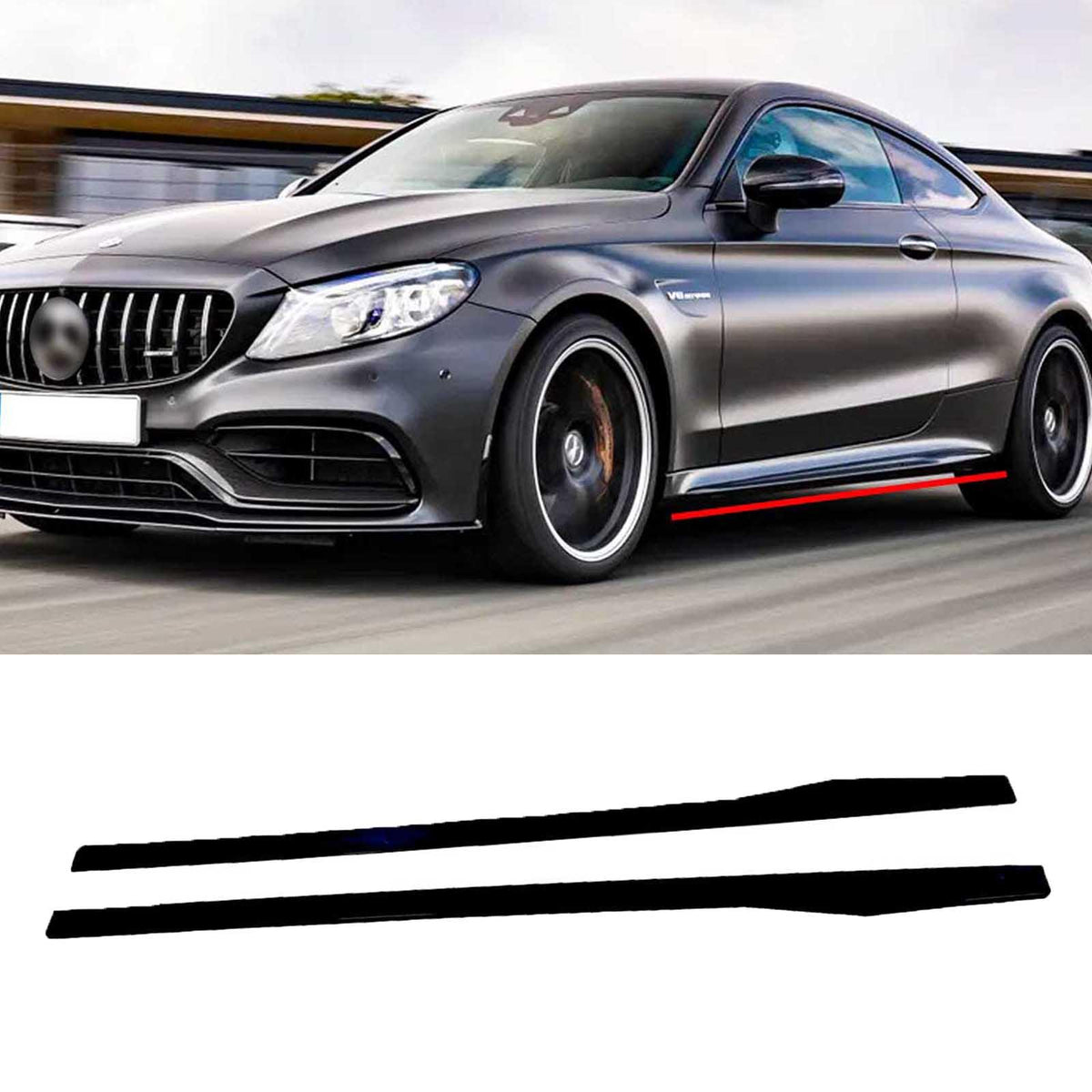NINTE Side Skirt for 2015-2021 Benz W205 C300 Sport C-Class C43 C63 AMG ...