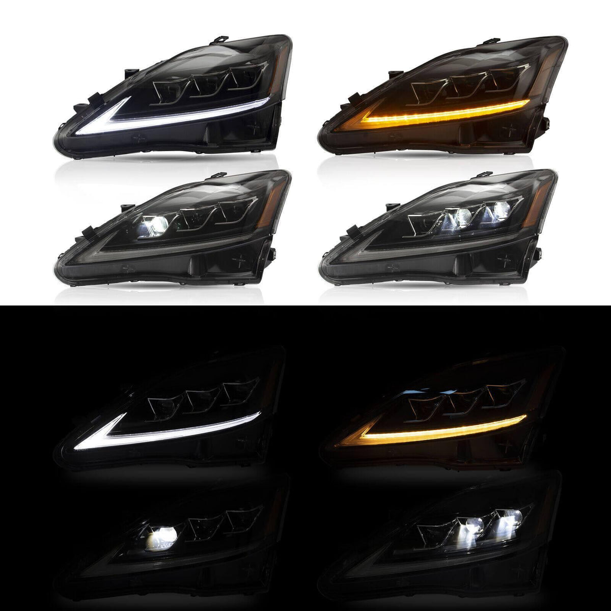 NINTE Head light For 2006-2012 Lexus IS LED Headlight Pair (Set of 2)